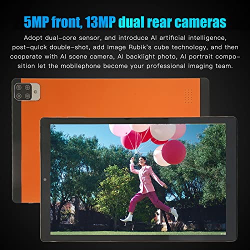 Tablet 10.1 Inch Octa Core HD 6GB 128GB 100-240V 2.4G 5G WiFi Orange Tablet for 11.0 for Reading (US Plug)
