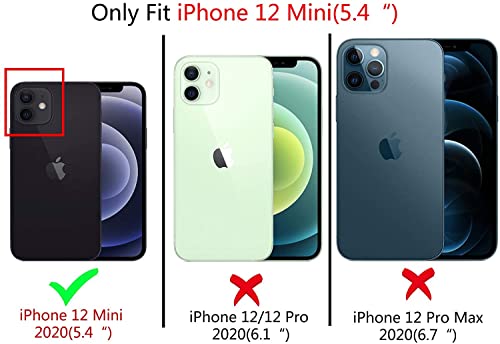 SmoBea Compatible with iPhone 12 Mini Case, for Laser Glitter Bling Heart Soft & Flexible TPU and Hard PC Back Shockproof Cover Women Girls Heart Pattern Phone Case (Rainbow Heart/Clear)