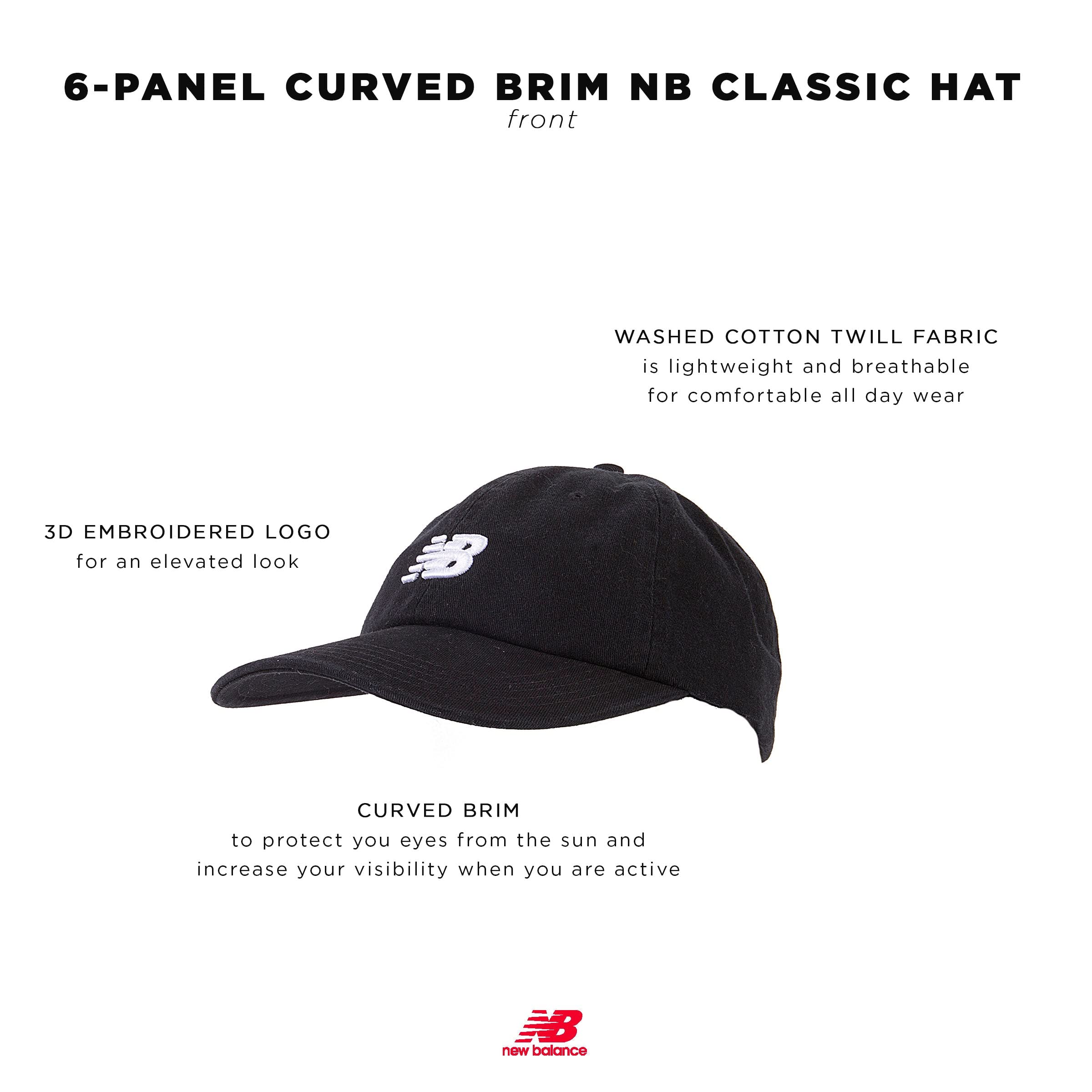 New Balance Standard Men's and Women's Unisex 6-Panel Curved Brim Adjustable Cotton Twill, Victory Blue, One Size