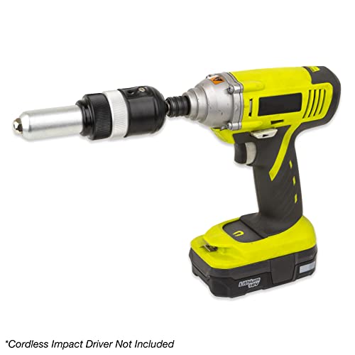 TGR 1/4β Hex Shank Blind Rivet Cordless Drill/Impact Gun Adapter Kit 3.2, 4.0, 4.8, 6.4mm (1/8", 5/32", 3/16β, 1/4β)