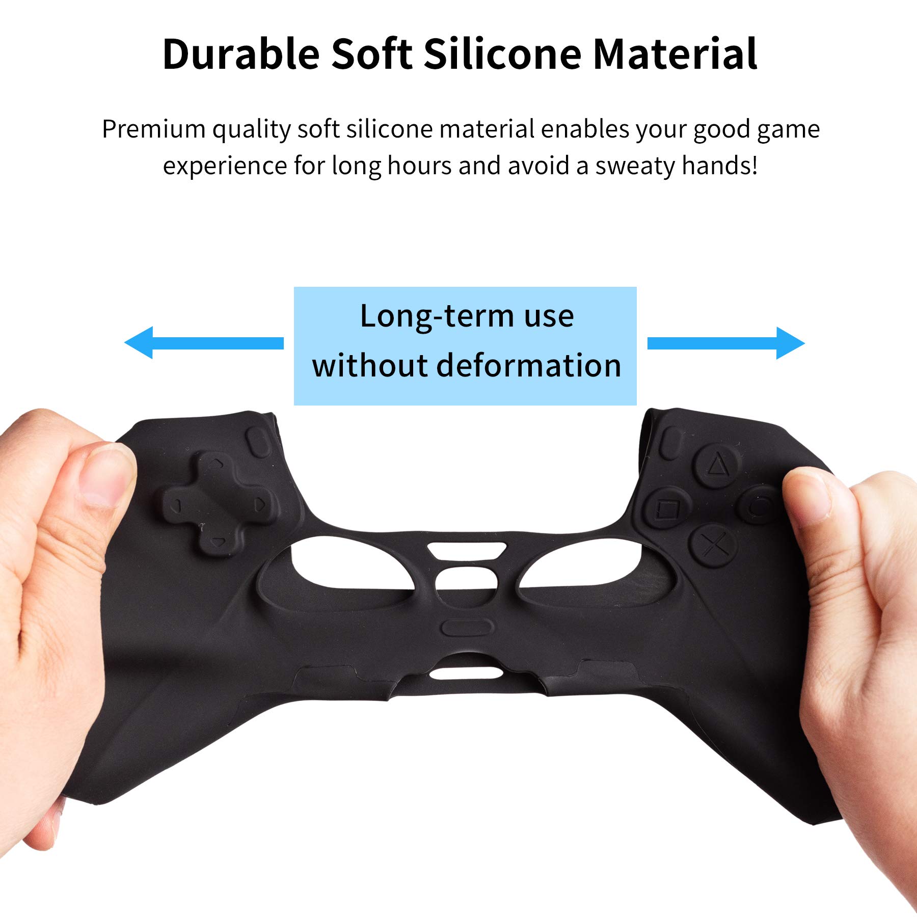 My Genik Controller Skin, Anti-Slip Grip Silicone Cover Protector Case with 2 Thumb Grips Caps for PS5 Black II