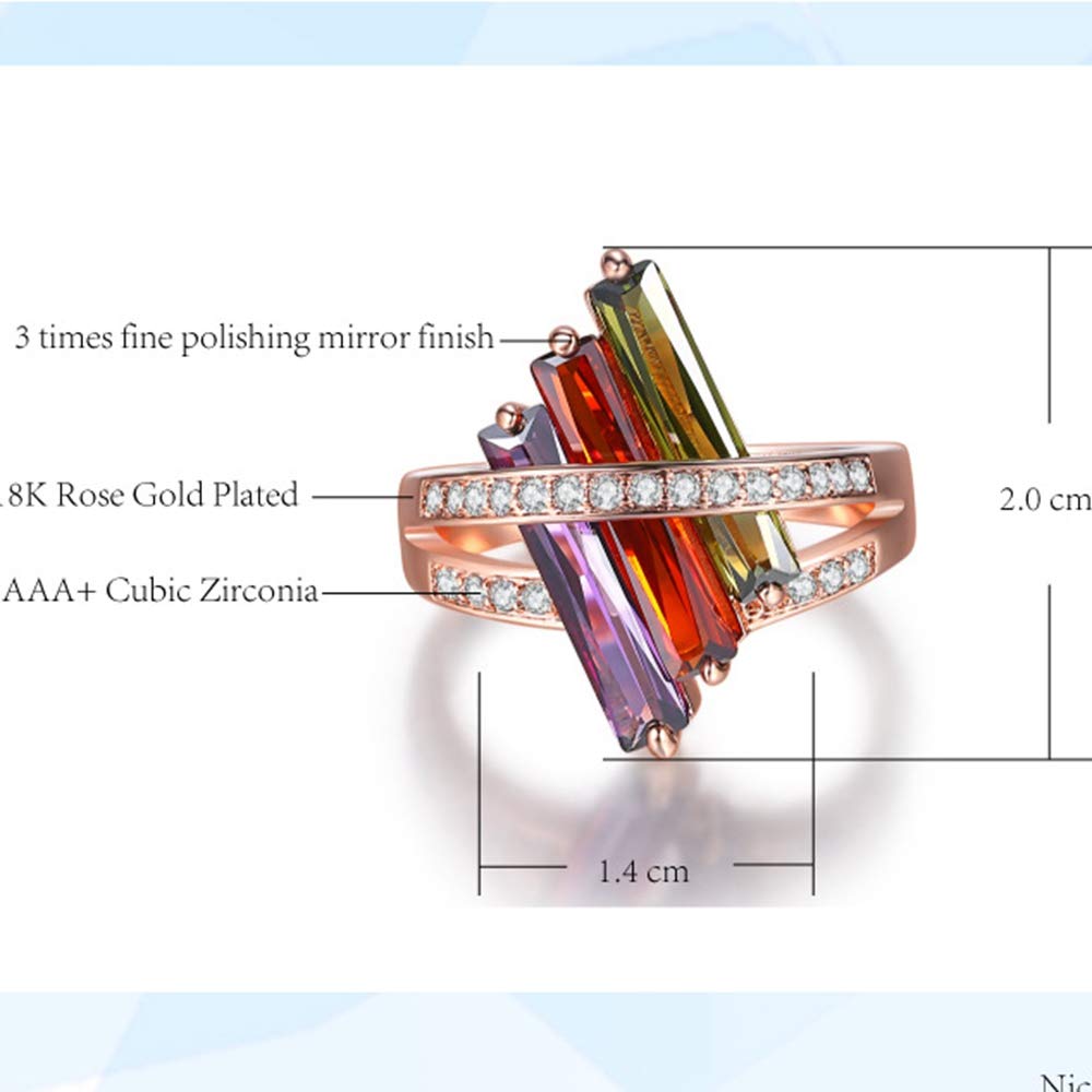Jude Jewelers Rose Gold Plated Austrian Crystal Chunky Style Cocktail Party Statement Ring (Rose Gold, 8)
