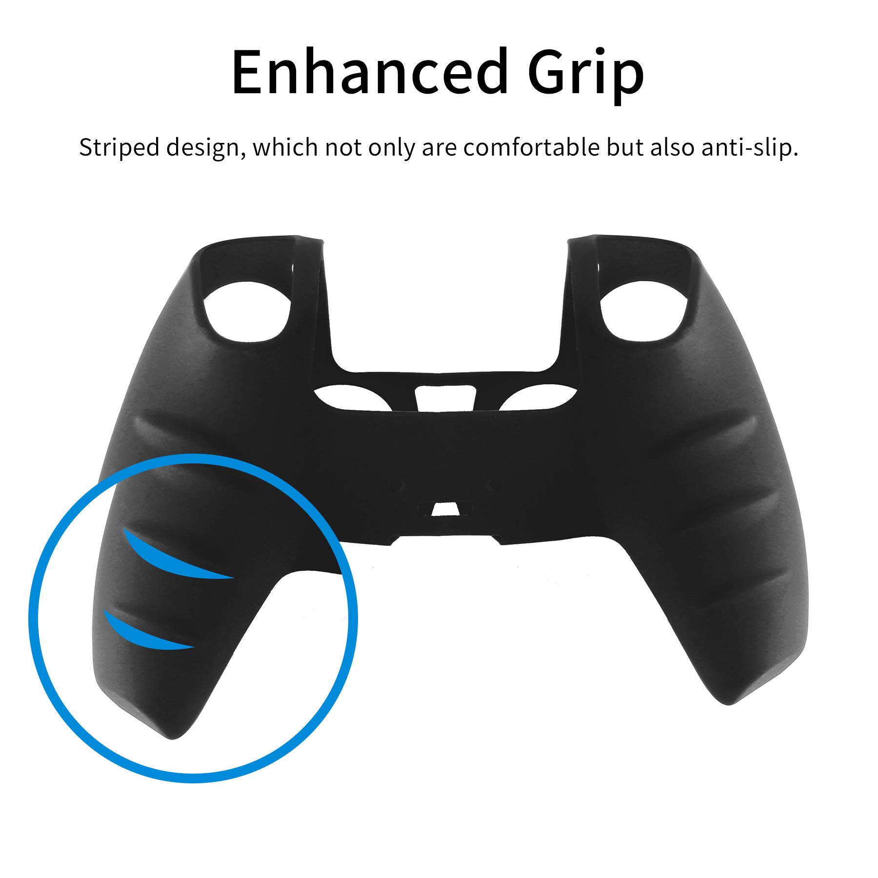 My Genik Controller Skin, Anti-Slip Grip Silicone Cover Protector Case with 2 Thumb Grips Caps for PS5 Black