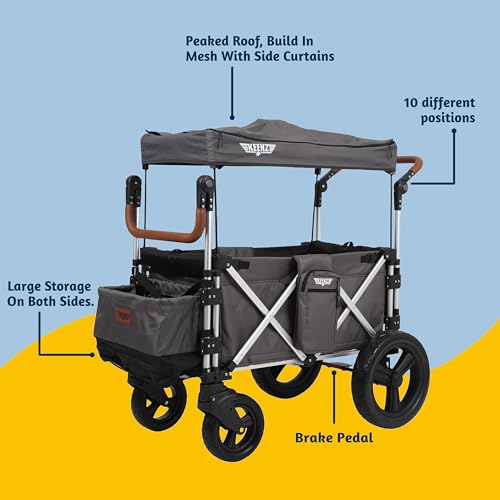Keenz 7S 2.0 Stroller Wagon - Foldable, Double Stroller for Infant and Toddler, Safe Kids, with Sun Protection and 5-Point Harness, Ideal for Trips, Beach, Park - Fully Loaded with Accessories