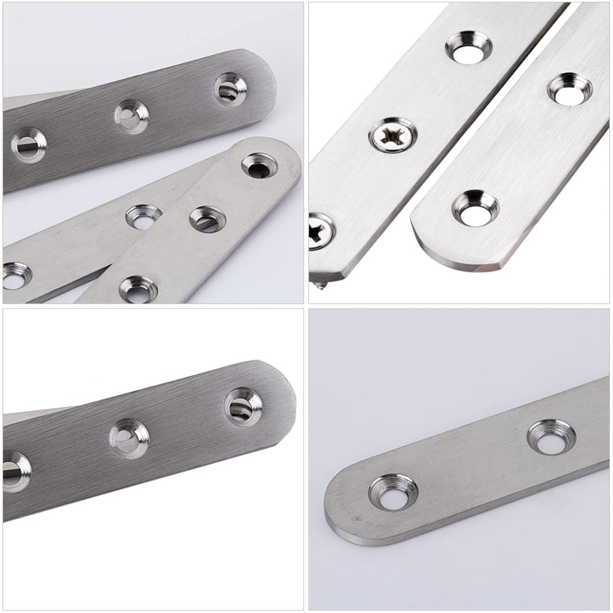 VILLCASE 4pcs Stainless Steel Connection Heavy Duty Shelving Flat Mending Plate Stainless Steel Corner Shelf Support Heavy Duty Shelf Brackets Heavy-duty Bracket Metal Corner Bracket