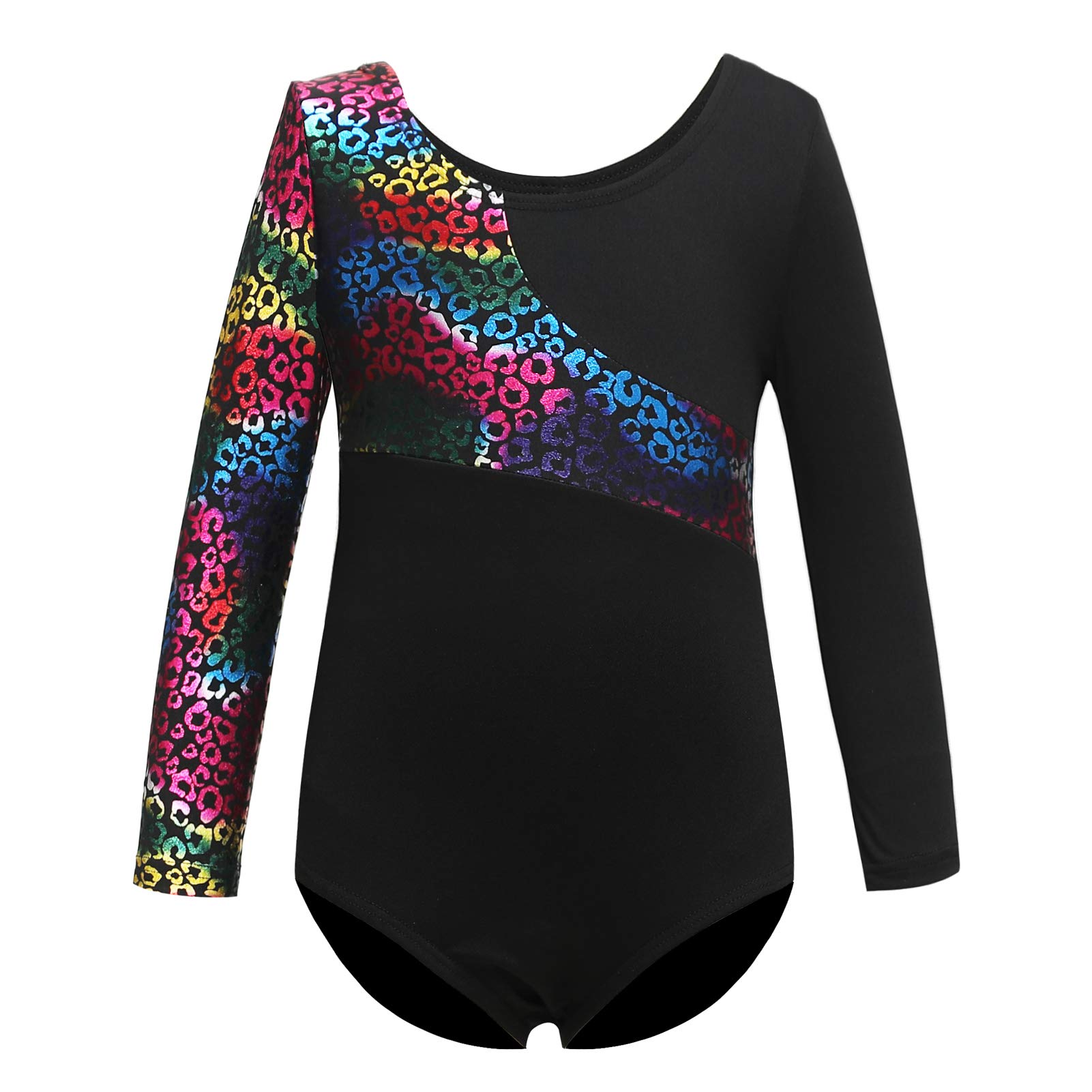 Leotards for Girls Gymnastics Sparkle Leopard Print Ballet Dance Unitards Outfit (10/12Y)