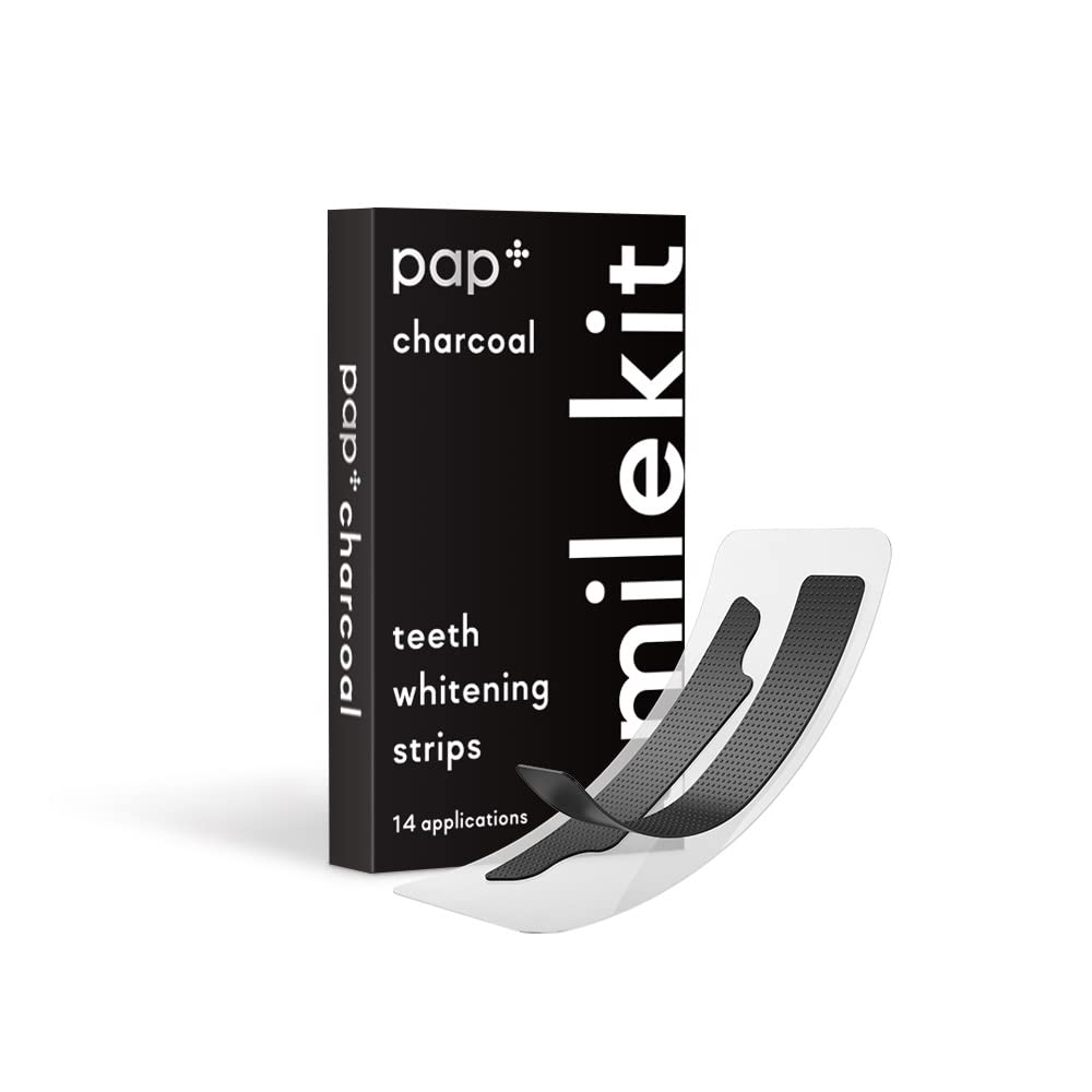 Teeth Whitening Strips Black Strips for Non-Sensitive Professional Effect Teeth Whitening Non-irritating Non-Peroxide Ingredients of 28 Whitener Strips (14 Treatments) (Peach Flavor)