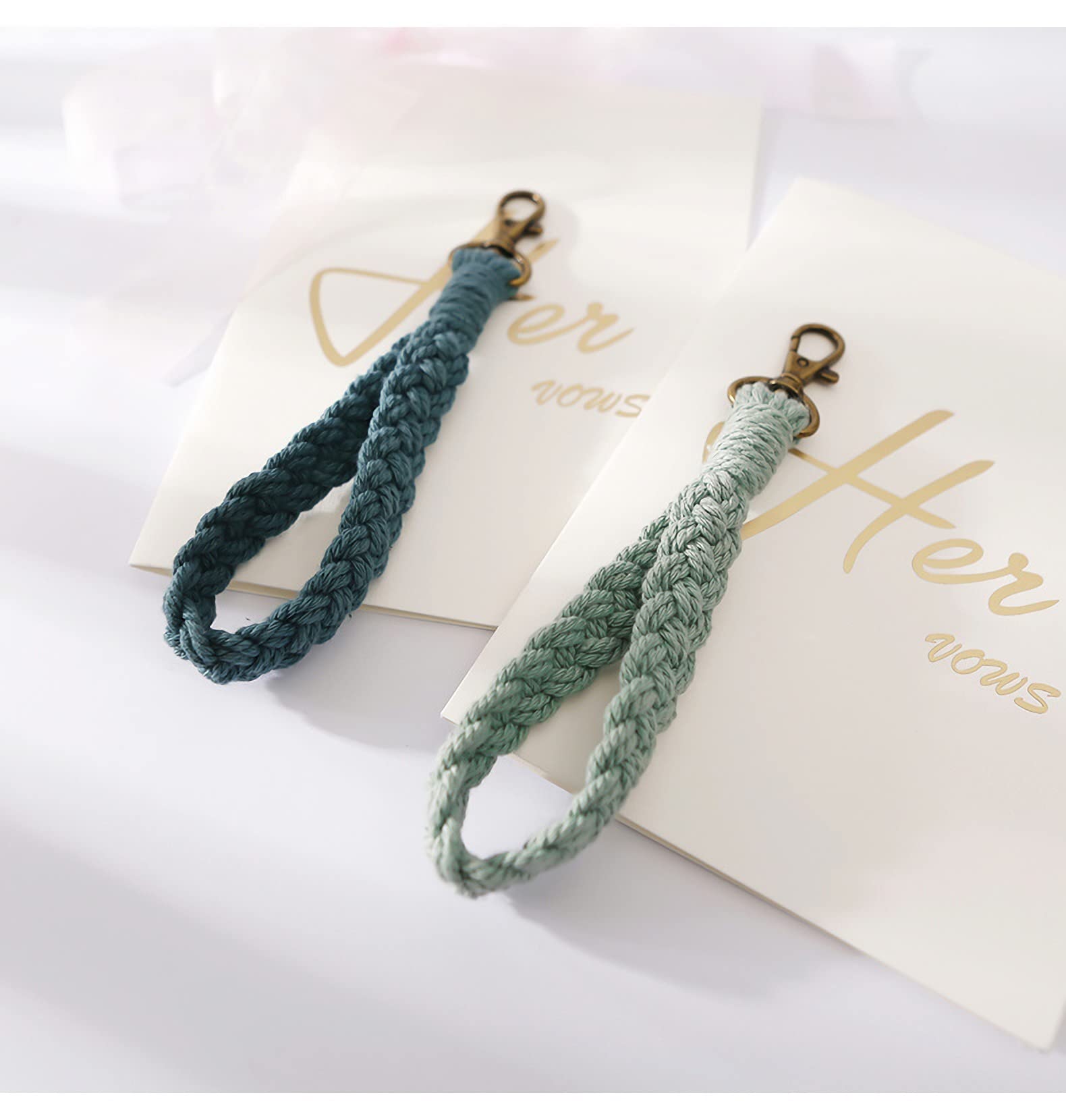 Poagoep Macrame Boho Keychain Bracelet Handmade Wristlet Keychain Keyring Holder Wrist Lanyard for Women(1)