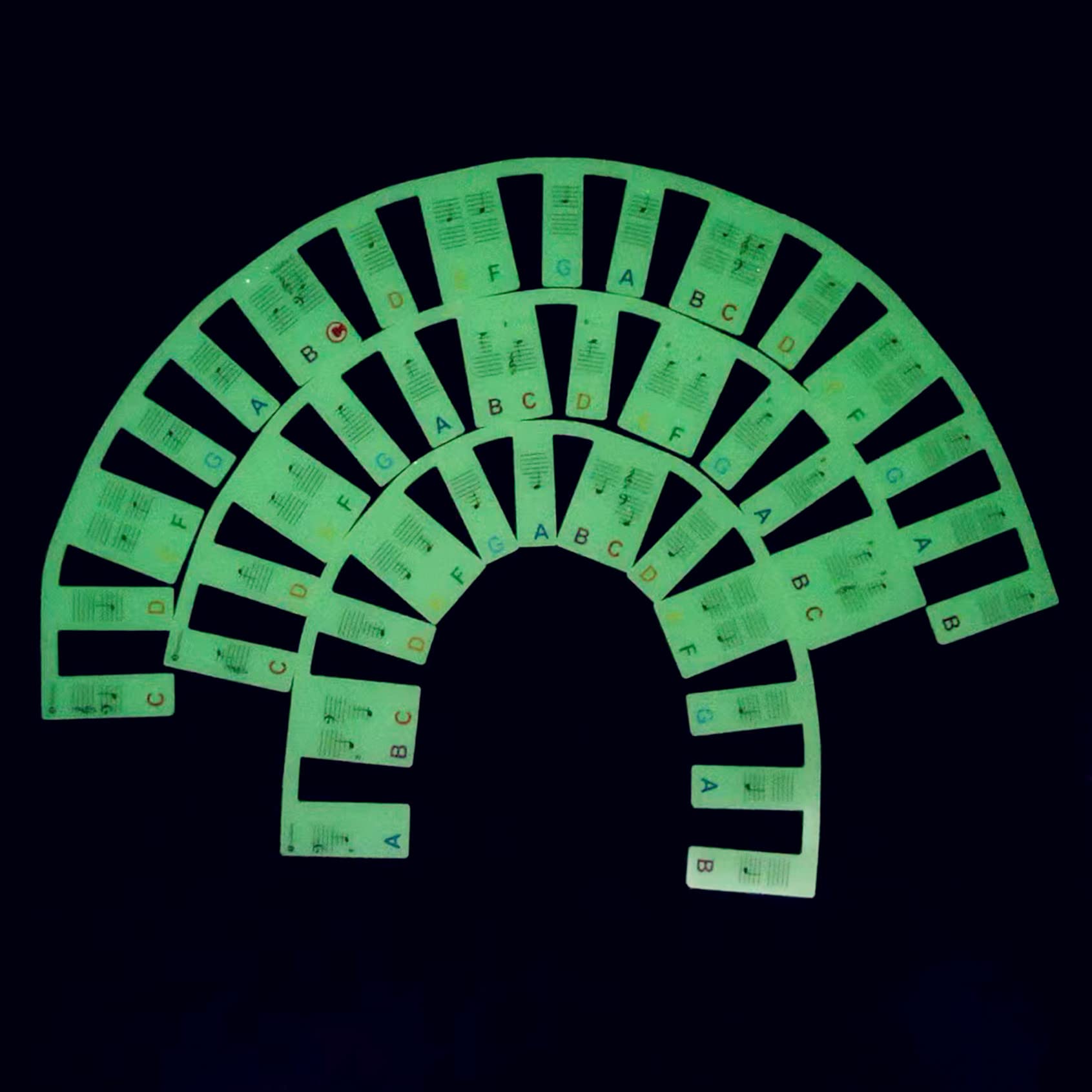 SAFITOYA Glow-in-The-Dark 88 Key Silicone Removable Piano Keyboard Note Labels - Perfect for Nighttime Practice Luminous Removable Piano Keyboard Note Labels Do Re Mi