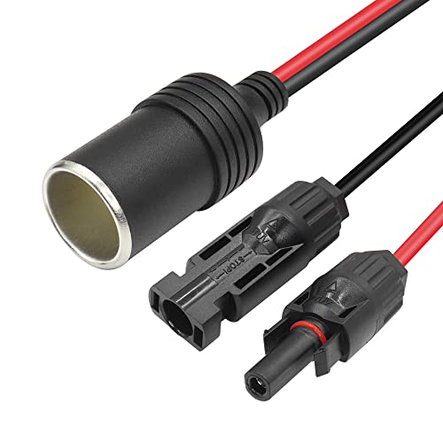 RIIEYOCA Solar Connector to Cigarette Lighter Female,12AWG Cable 12V-24V Cigarette Lighter Female Seat Connect Solar Panel,for Cigarette Lighter Connecting The Device to Supply Power use