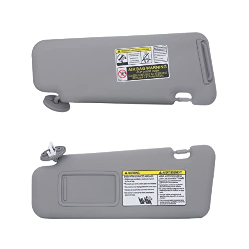 MYFANDOOR Left Driver Side Sun Visor with W/Vanity Light Compatible with Toyota Highlander 2008-2013 Replaces # 74320-48500-B0 (Gray)