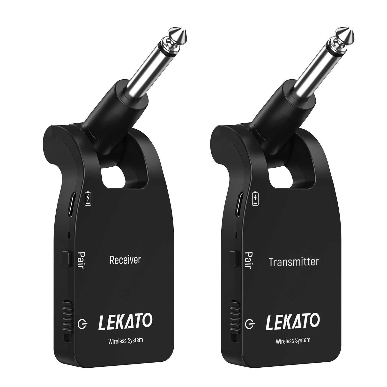 LEKATO Wireless Guitar System 2.4GHz Wireless Guitar Transmitter Receiver with 6 Channels Rechargeable Wireless Audio Digital Guitar System 100 feet Transmission Range for Electric Guitar Bass