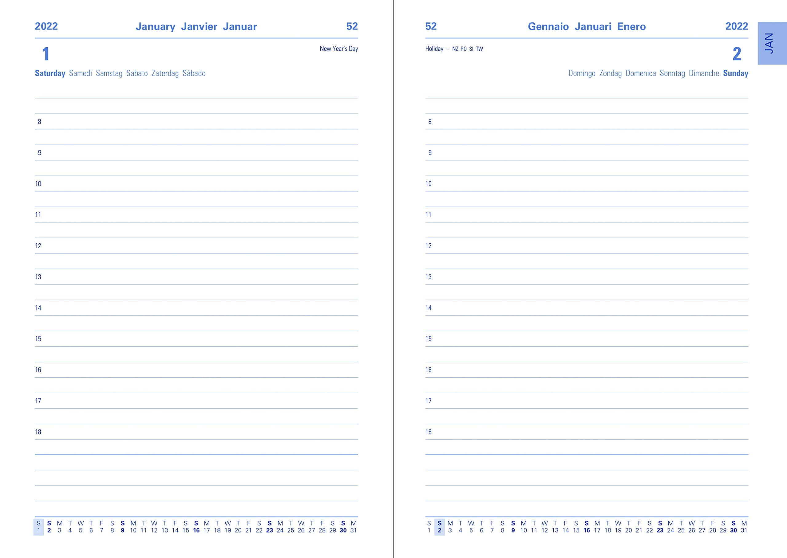 Letts of London Milano A5 day to a page 2022 diary - tan 22-080567