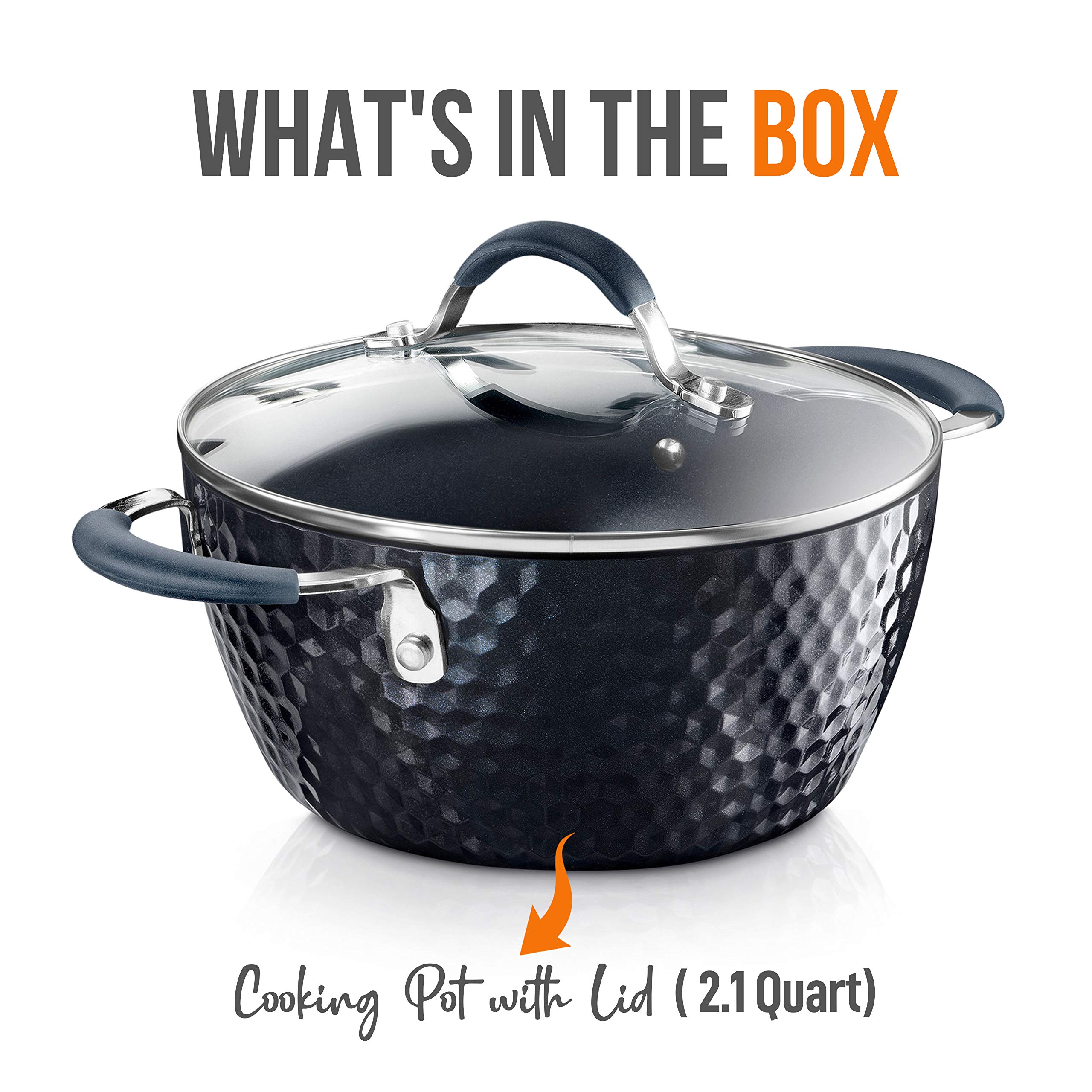 NutriChef Durable Non-Stick Dutch Oven Pot - High-Qualified Kitchen Cookware with See-Through Tempered Glass Lids, 3.6 Quarts, Works with Model: NCCW11DS), One size, Blue - NutriChef PRTNCCW11DSDOP