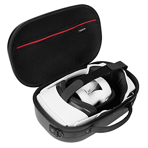 Smatree Carry Case and Elite Strap with 5000mah Battery Combination, Compatible for Quest 2 Official and Other Elite Strap, Large Storage Space, Protect VR Headset, Controllers and Accessories