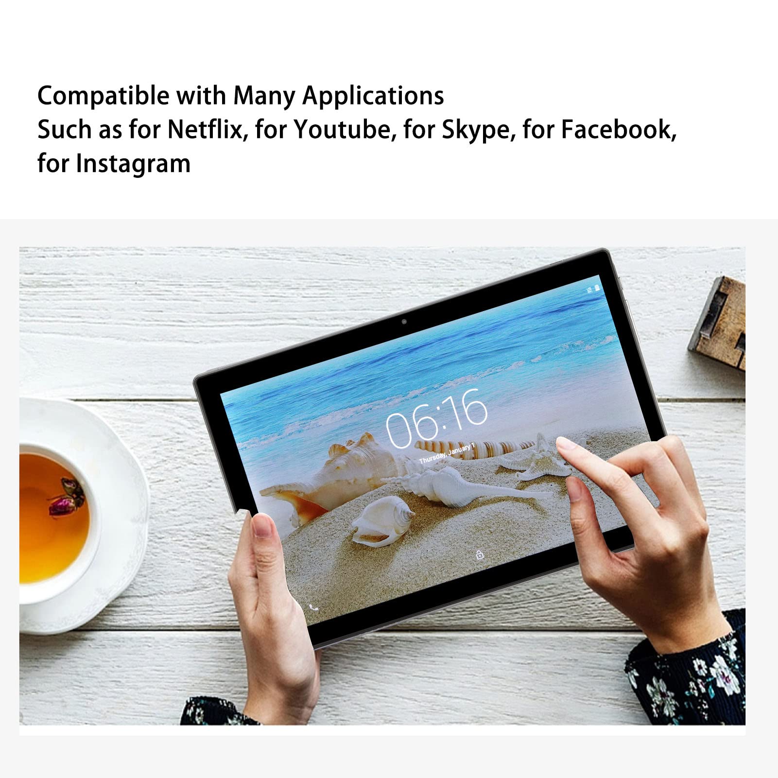 Tablet PC, HD Gaming Tablet, 5G 10 Inch WiFi 64GB Tablet, Octa Core CPU IPS Display Dual SIM Dual Standby, for Work Study Writing Painting Playing (US Plug)