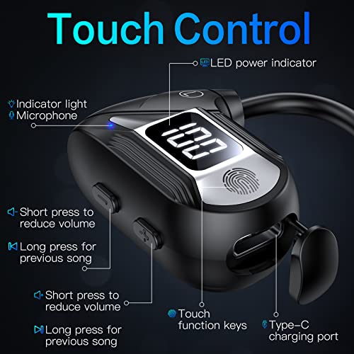 Yardstick Open Ear Headphones Wireless Bluetooth, Air Conduction Earbuds Bluetooth 5.3 For Sports, 20h Playtime Touch Control Headset Running, Cycling, Hiking, Driving, Earphones Gift (Silver)