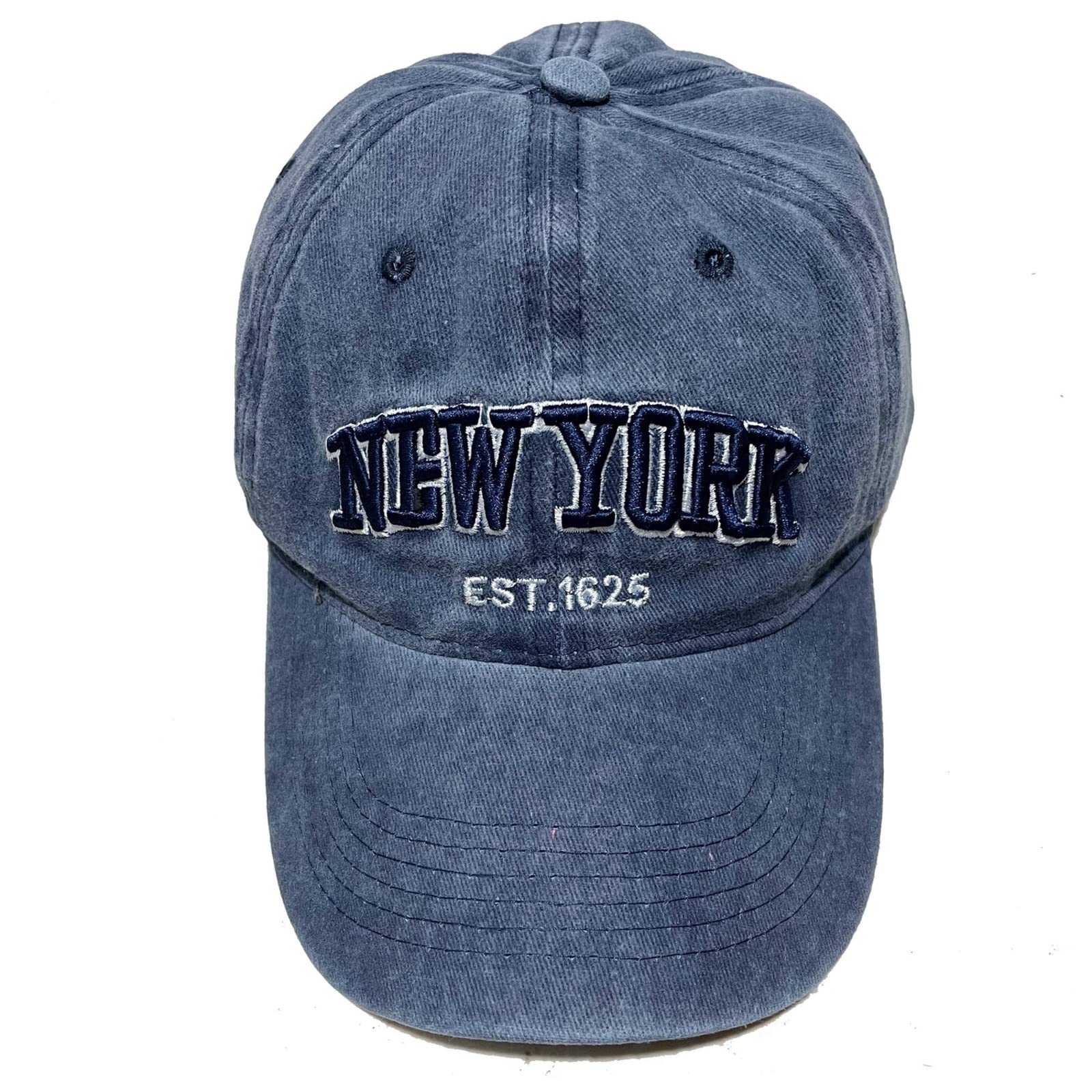 New York Cotton Baseball Cap, Classic Vintage Washed Dad Hat Adjustable Snapback Summer Hats for Men Women Teens Kids Navy Blue