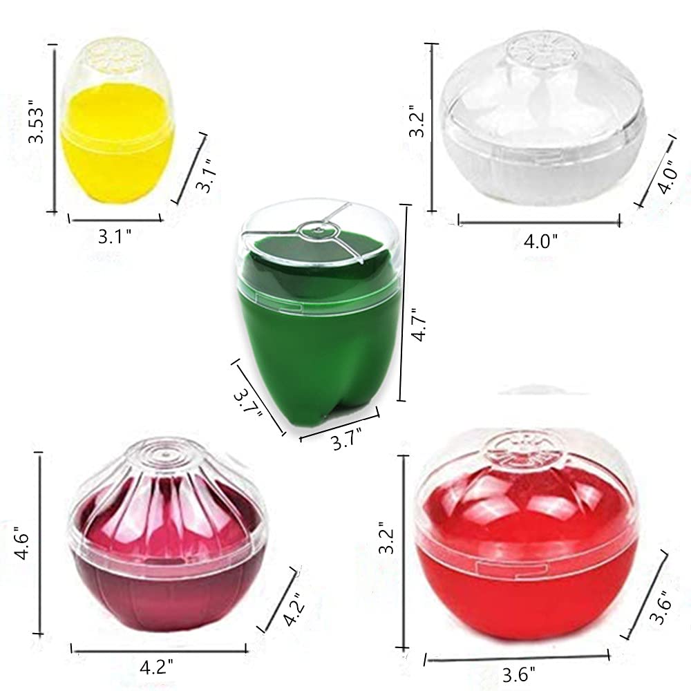 OUKEYI Green pepper, onion, Tomato, Lemon, and garlic transparent Fruit and Vegetable Storage ,Reusable Refrigerator Box Storage Bowls Saver Holder, Storage Keeper Holder for Fridge