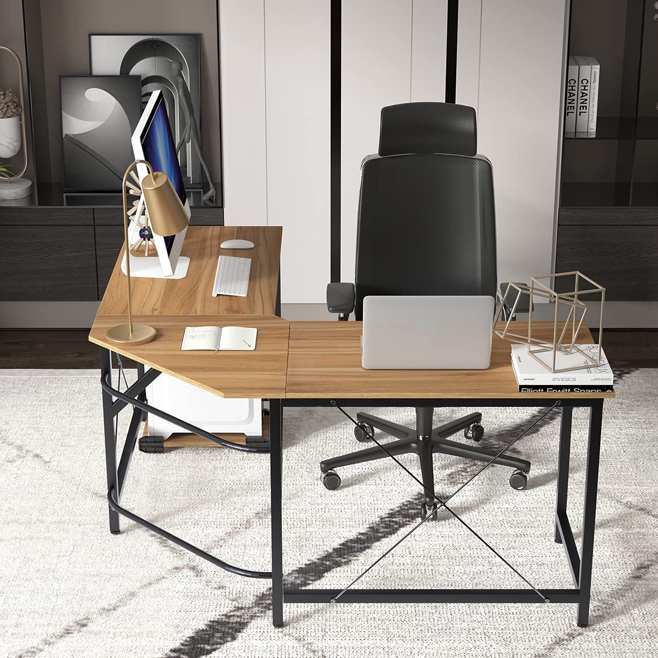 L Shaped Desk, Large L Shaped Computer Desk Office Desk, 59+59 inch L Shaped Gaming Desk with CPU Stand, Sturdy Corner Gaming Desk Writing Desk L Shaped Workstation Desks for Home Office Corner