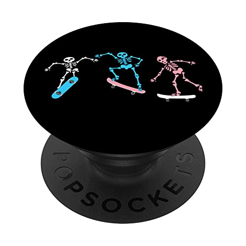 Trans Transgender LGBTQ Gay Pride Skeleton Skateboarding PopSockets Swappable PopGrip