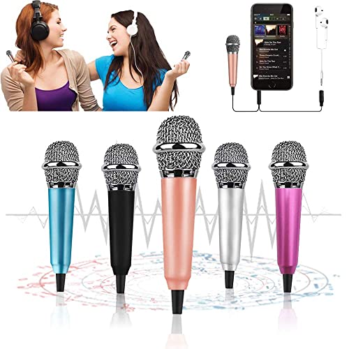 KICOSOADT Mini Microphone,Tiny Microphone, Portable Microphone/Instrument Microphone for Man/Pet Voice Recording Shouting and Sing,with Mic Stand and Box (Rose Gold)