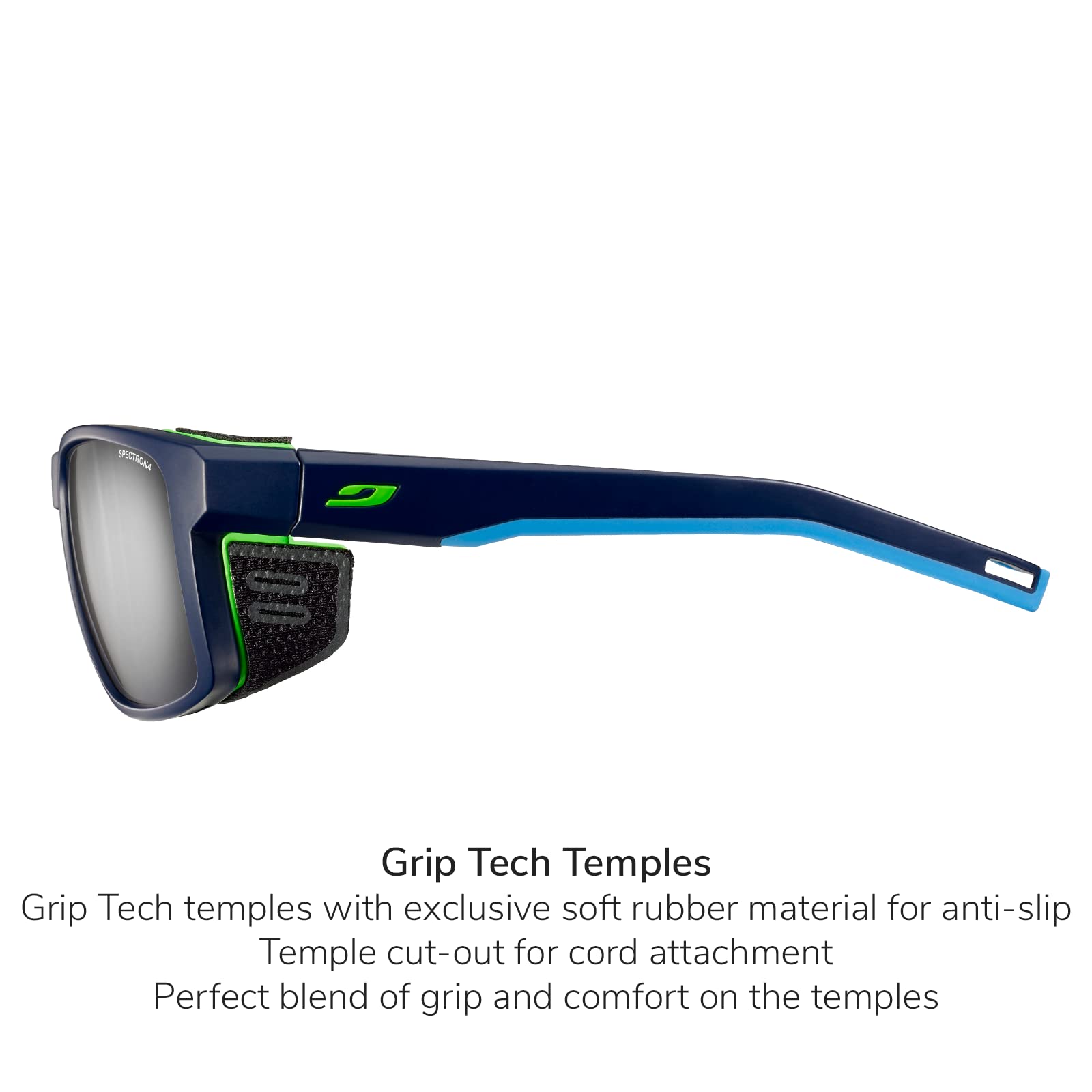 Julbo Shield Mountain Sunglasses, Dark Blue/Blue/Green Frame - Spectron Brown Lens w/Silver Mirror