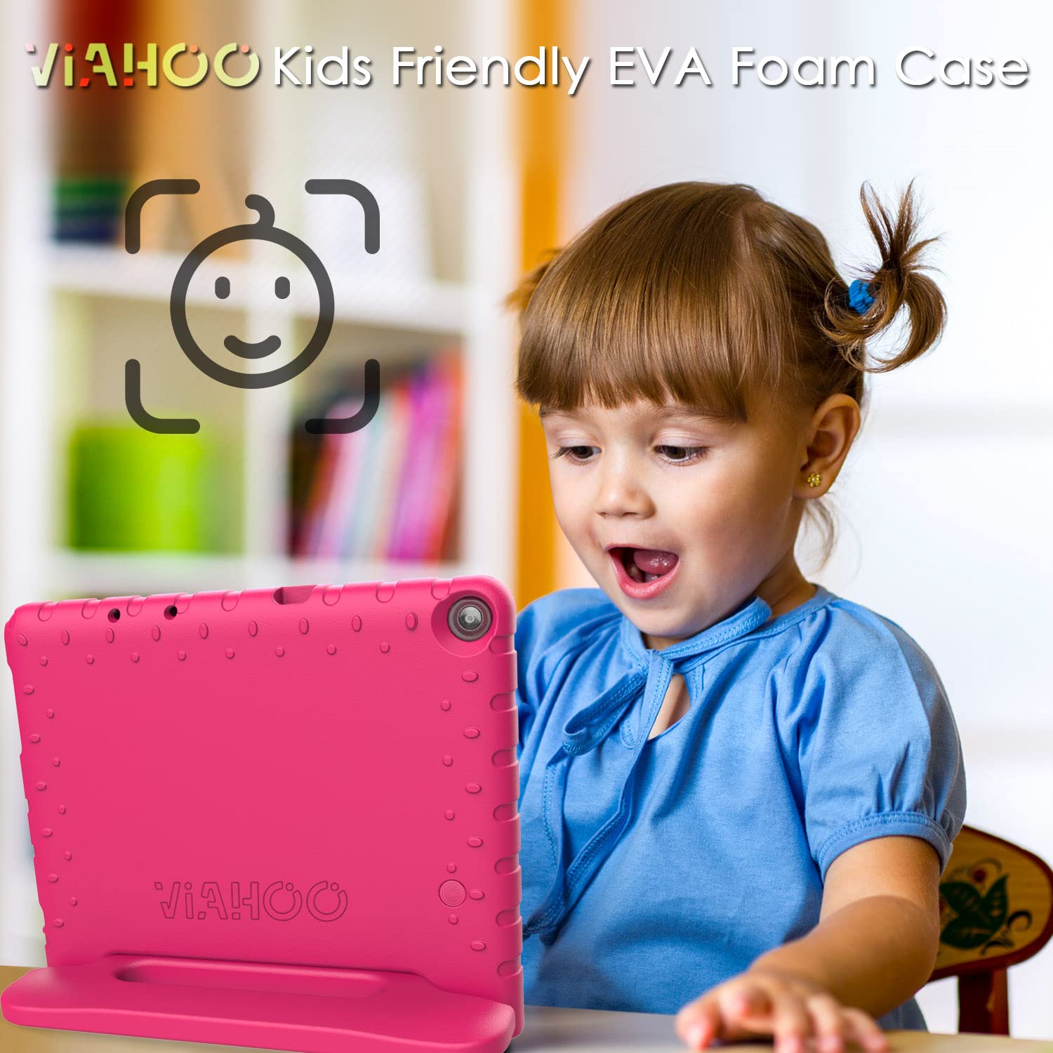 Viahoo Kids Case for Walmart Surf Onn 10.1" Tablet Gen 2 Model 100011886 Shockproof & Kid-Proof Foam Cover with Handle Stand Heavy-Duty Flexible Durable Case for Girls, Pink