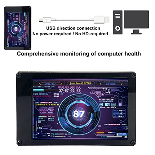 Tance AIDA64 Chassis Display 3.5-Inch IPS LCD Screen USB Computer Secondary Screen with Aluminum Case for