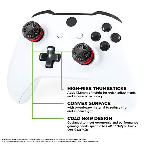 KontrolFreek Call of Duty: Black Ops Cold War Performance Thumbsticks for Xbox One and Xbox Series X | 2 High-Rise, Convex | Black/Red