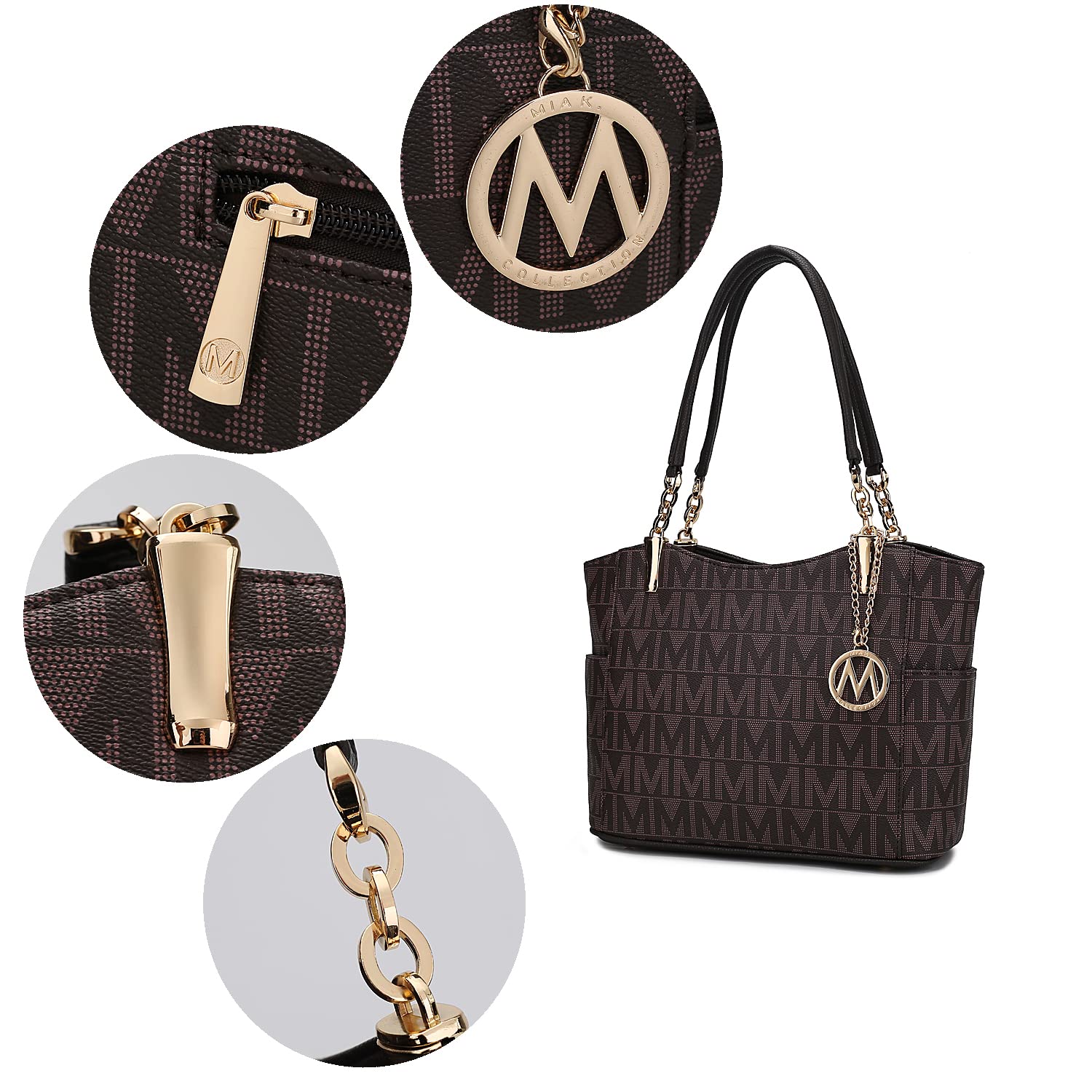 MKF Collection Tote Bag for Women – PU Leather-Top-Handle Satchel Shoulder Handbag Beige