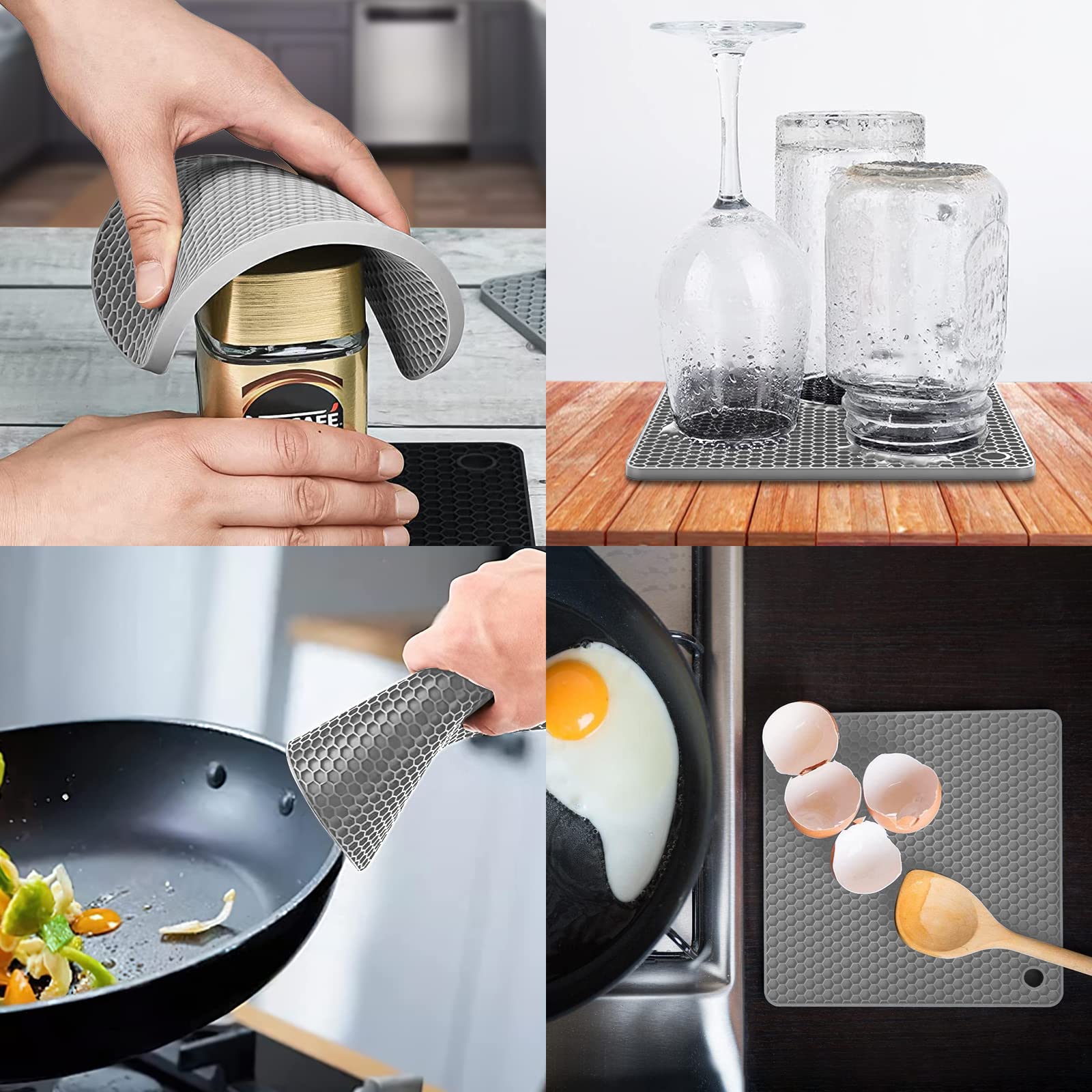 Silicone Trivet Mats - Heat Resistant Trivet Mats Pot Mat Pot Coaster for Countertop, Spoon Holder, Gripper Pad, Hot Pots and Pans