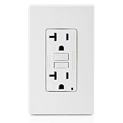 Leviton GFCI Outlet, 20 Amp, Self Test, Non Tamper-Resistant with LED Indicator Light, Protection from Electric Shock and Electrocution, GFNT2-W, White