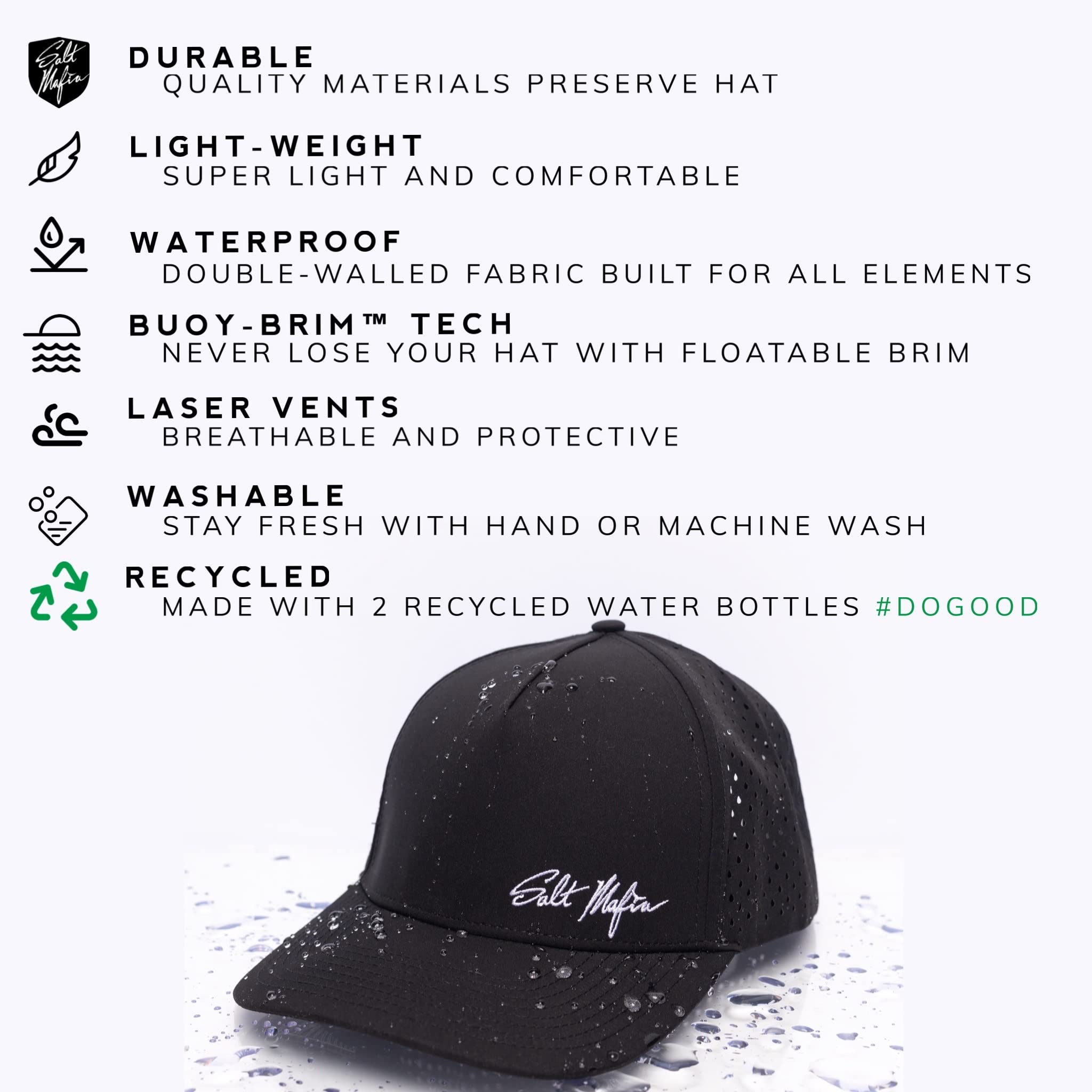 Salt Mafia Curved Brim Water-Resistant Performance Snap Back Hat, Glow