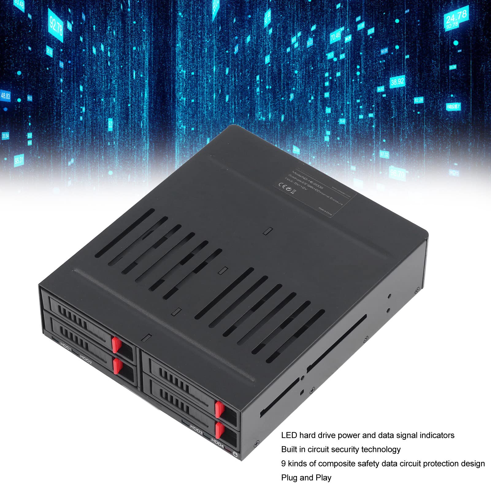 Tangxi 4 Bay HDD Cage 2.5in SATA Ⅰ, SATA Ⅱ, SATA Ⅲ, HDD,Hard Disk, SSD, 5.25in Drive Tray, Computer PC Case Internal 4 Bay 9.5mm 12.5mm Thick Bottom Hard Drives SSDs 6Gbps for Wins