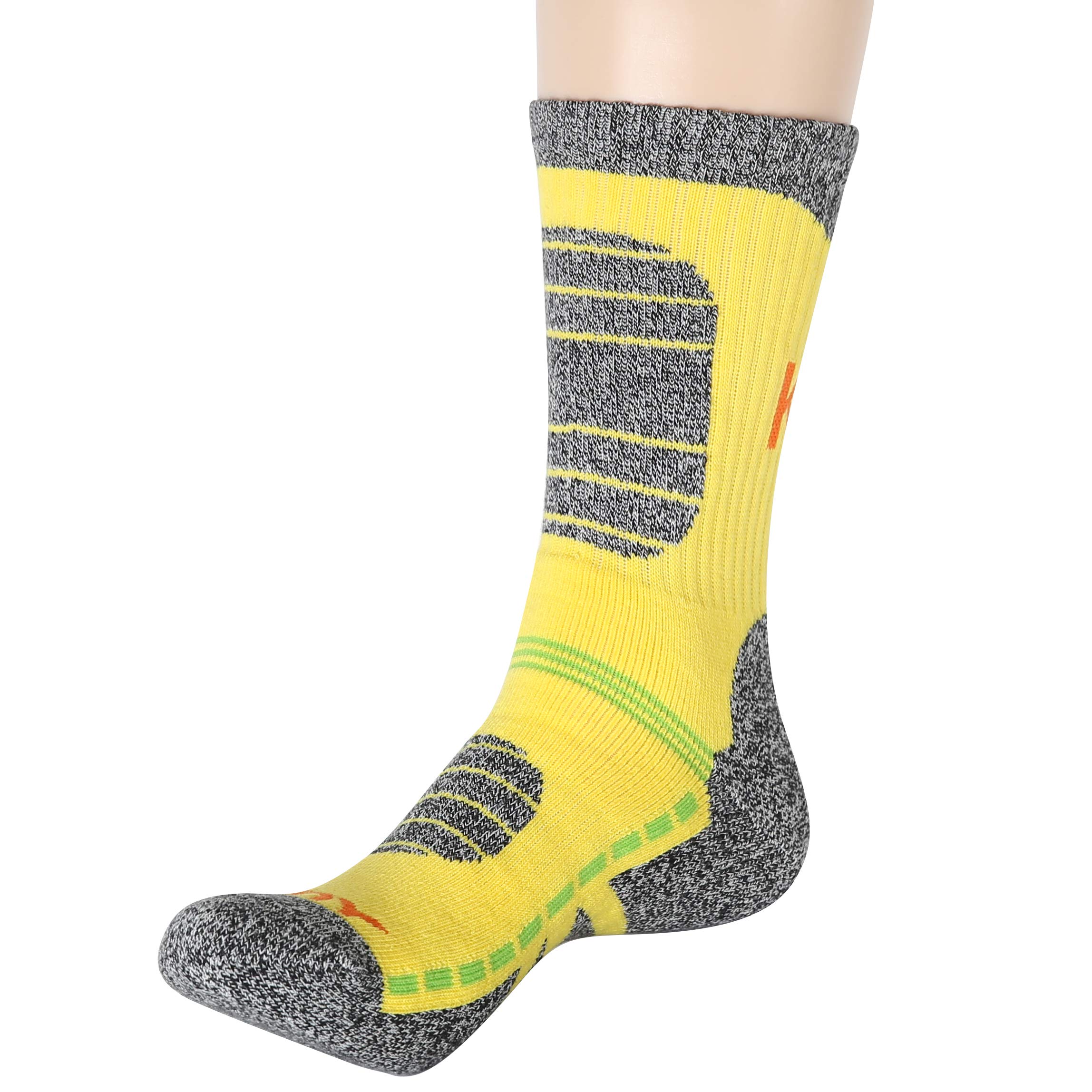 KONY Womens Cotton Full Cushioned Hiking Socks, 5 Pack Moisture Wicking Outdoor Trekking Crew Socks (Mix-3, Large(US Shoe size 8.5-11))