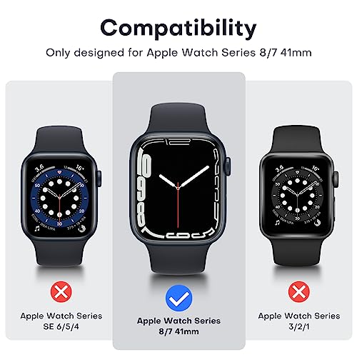 TAURI 2 Pack Hard Case Designed for Apple Watch Series 9 (2023) Series 8/7 41mm, [HD Clear] Built-in 9H Tempered Glass Screen Protector, [Full Protection] Slim Cover for iWatch S9/S8/S7 41mm - Black