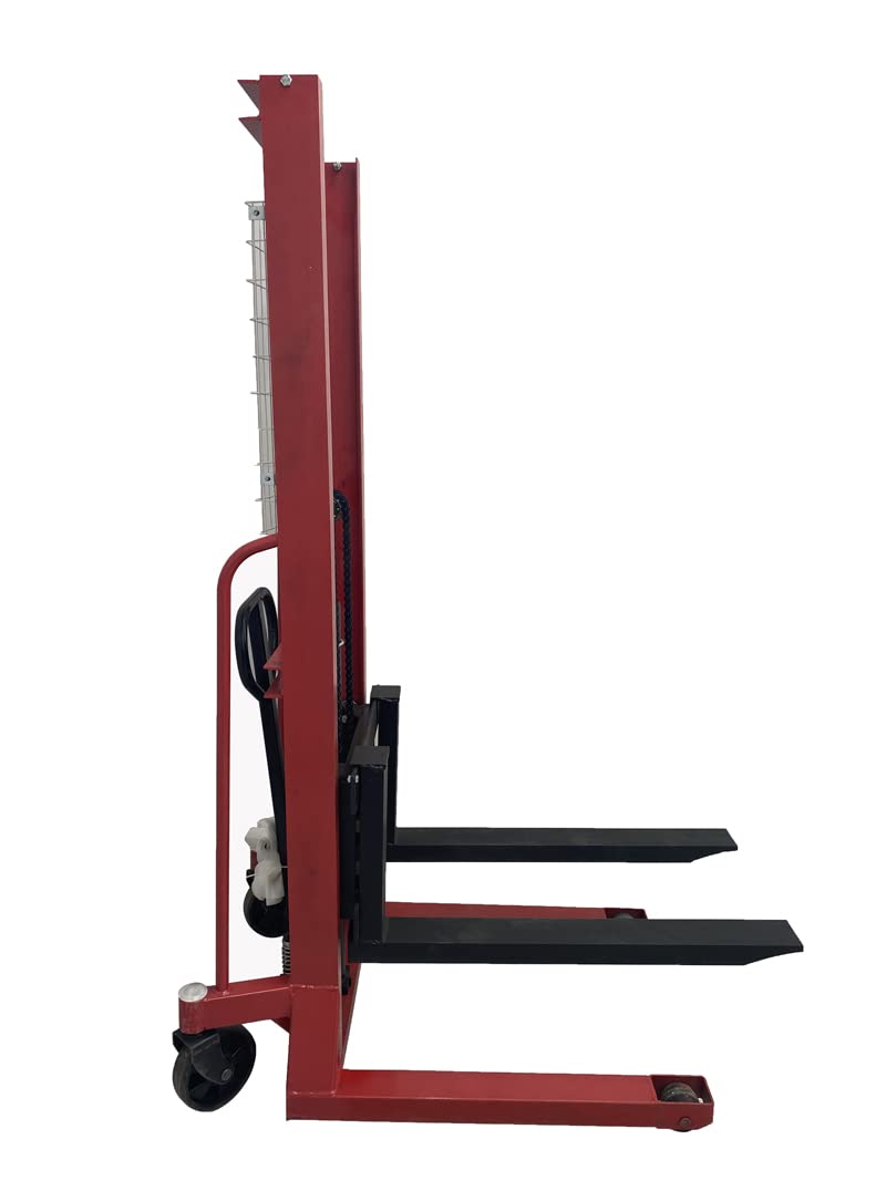 TECHTONGDA Manual Hydraulic Hand Pump Stacker Pallet Stacker Lift Truck Hydraulic Lift Handling Tools with 2200lbs Capacity 63" Lift Height for Single Sided Pallet