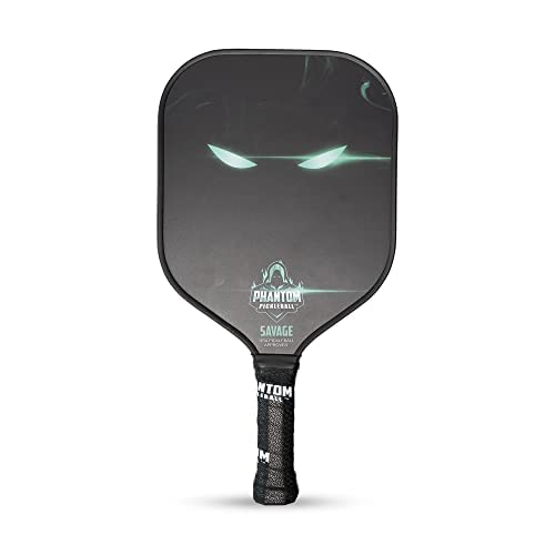 Phantom SAVAGE 13mm Carbon Fiber Wide Body Pickleball Paddles - Max Grit and Spin - USAPA Approved β Pickleball Rackets - Pickle-Ball Equipment with Polypropylene Core β Lightweight (Green)