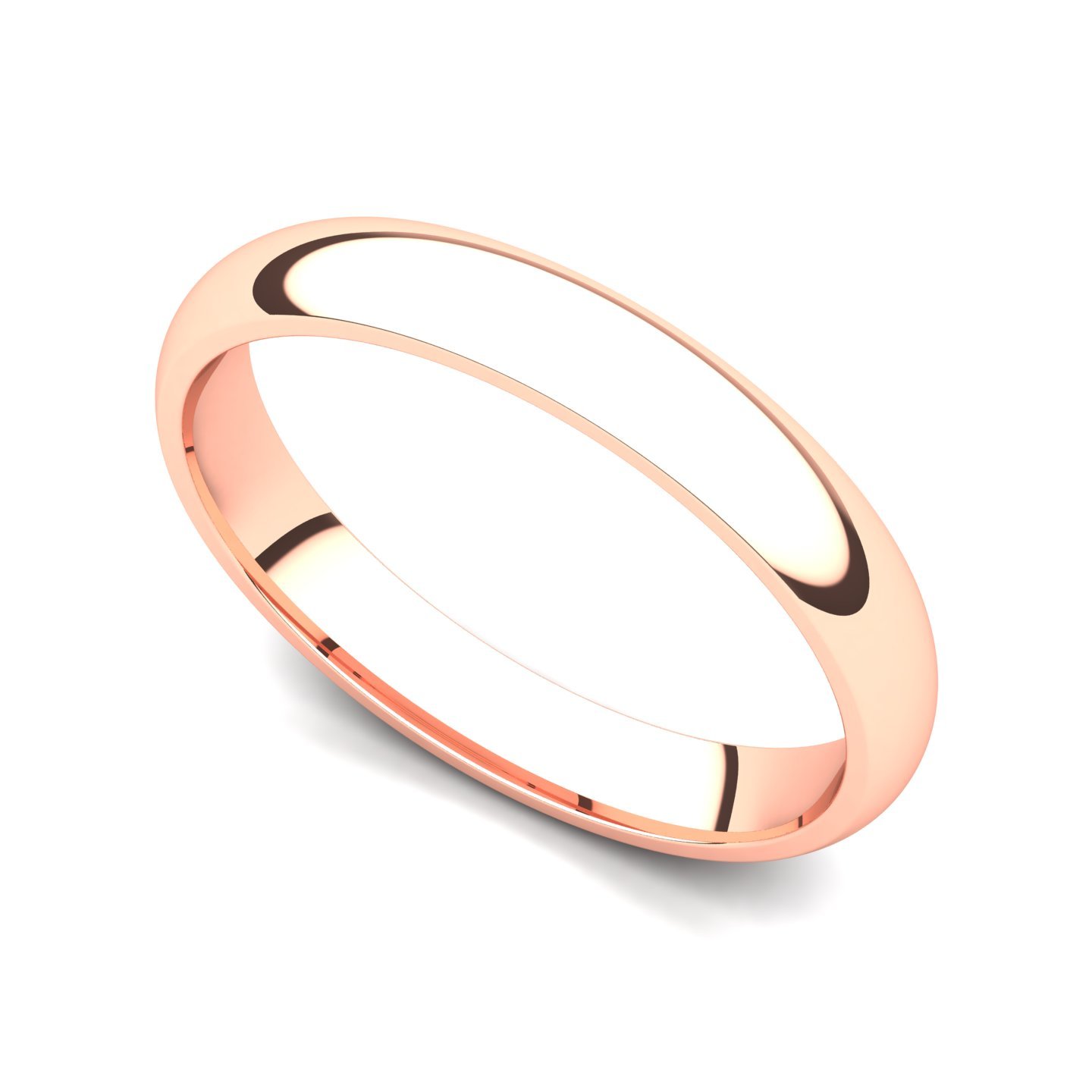 Juno Jewelry 14k Rose Gold 3mm Classic Plain Comfort Fit Wedding Band Ring, 5