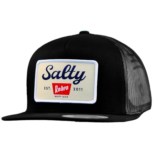 Salty Rodeo OG Hat - Tall Crown Black Yupoong Snapback Western Wear Snapback - One Size Fits Most