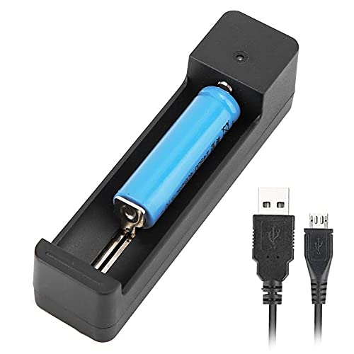 Vifemify Battery Charger, Black PC Universal Single Slot USB Battery Charger Adapter LED Intelligent Charging for Li ion Cell18650 26650 14500 Etc