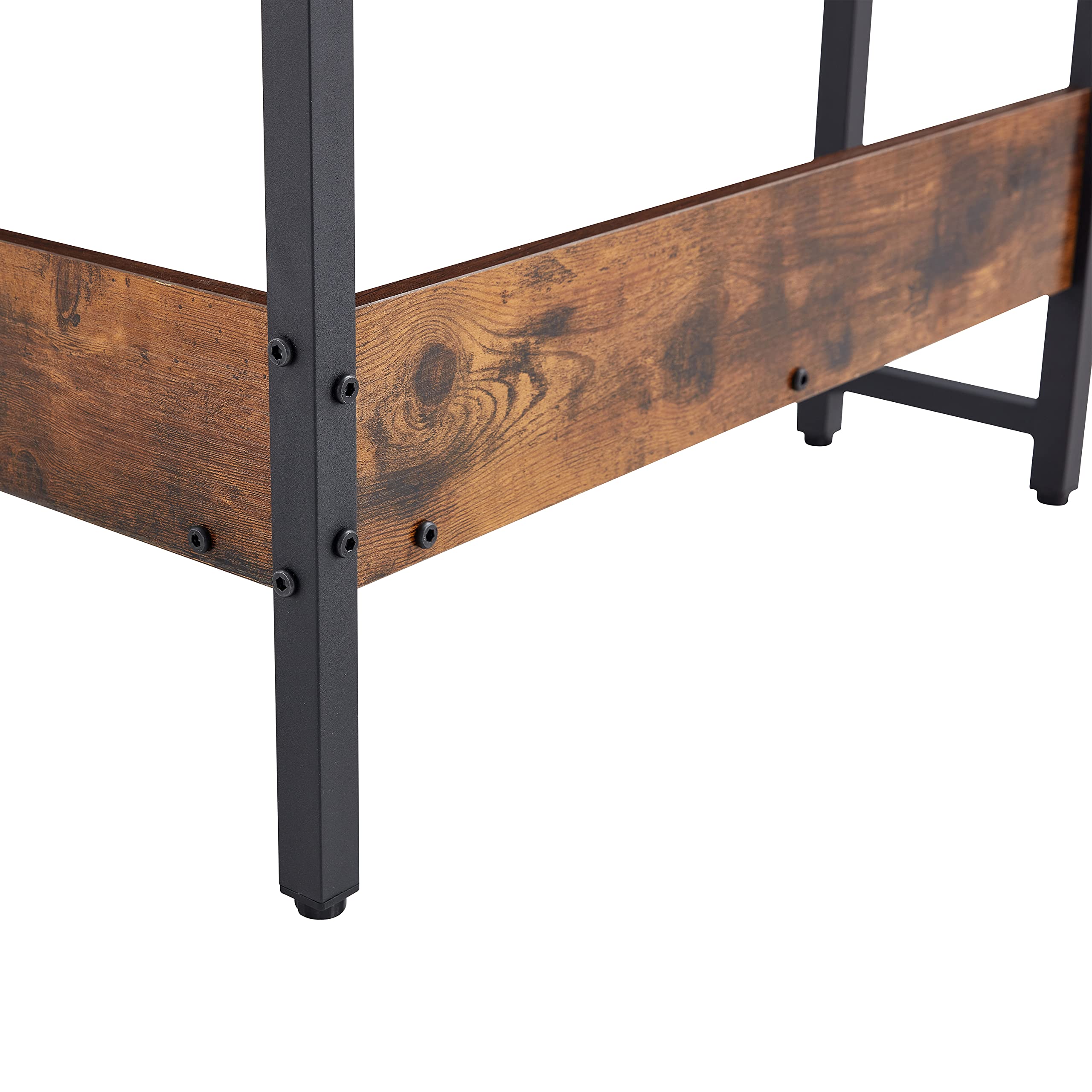 LiviNest Triangle Corner Desk - Smooth Keyboard Tray Storage Shelves Computer Corner Furniture - Home Office Laptop PC Writing Study Tables for Small Workstation Living Room Bedroom Brown