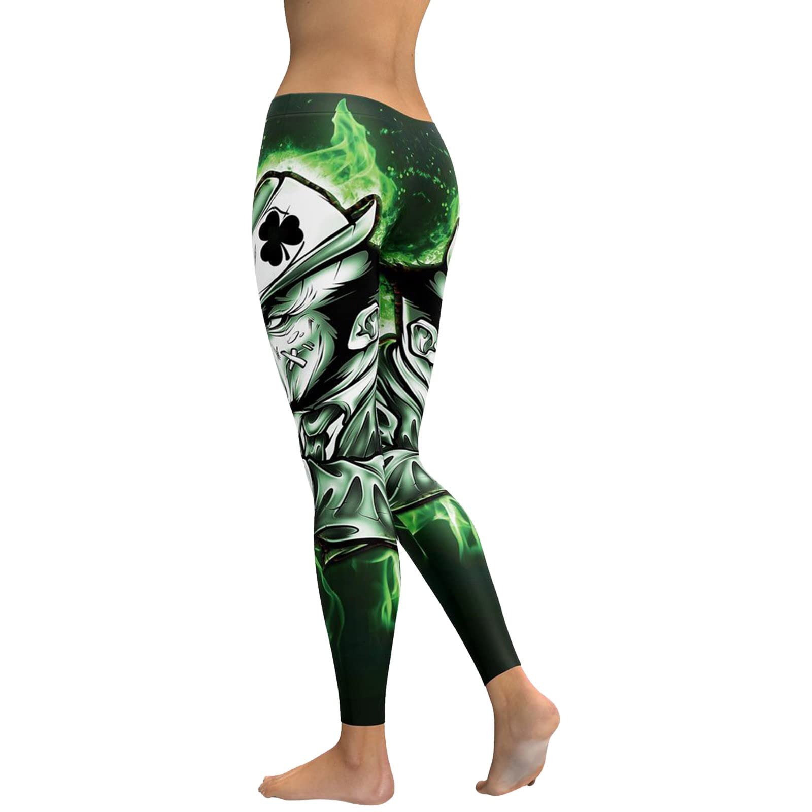 Shamrocks Good Luck Womens Leggings High Waisted St Patricks Day Tummy Control Floral Tights Good Luck Clover