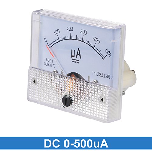 uxcell Analog Current Panel Meter DC 0-500uA 85C1 Ammeter for Circuit Testing Charging Battery Ampere Tester Gauge Pack of 1