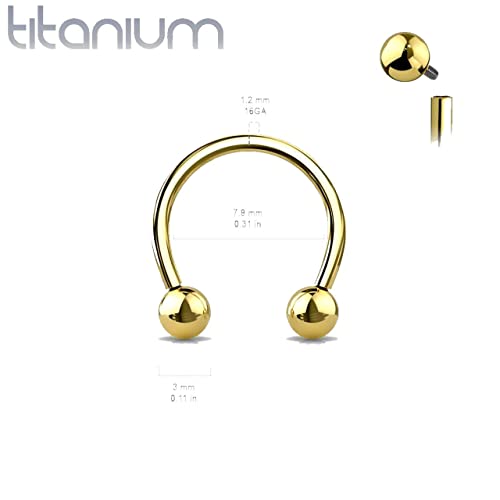 Satix Internally Threaded Circular Barbells Horseshoe 3mm Balls 16g 11mm Solid Titanium Pierced Body Jewelry Rose Gold