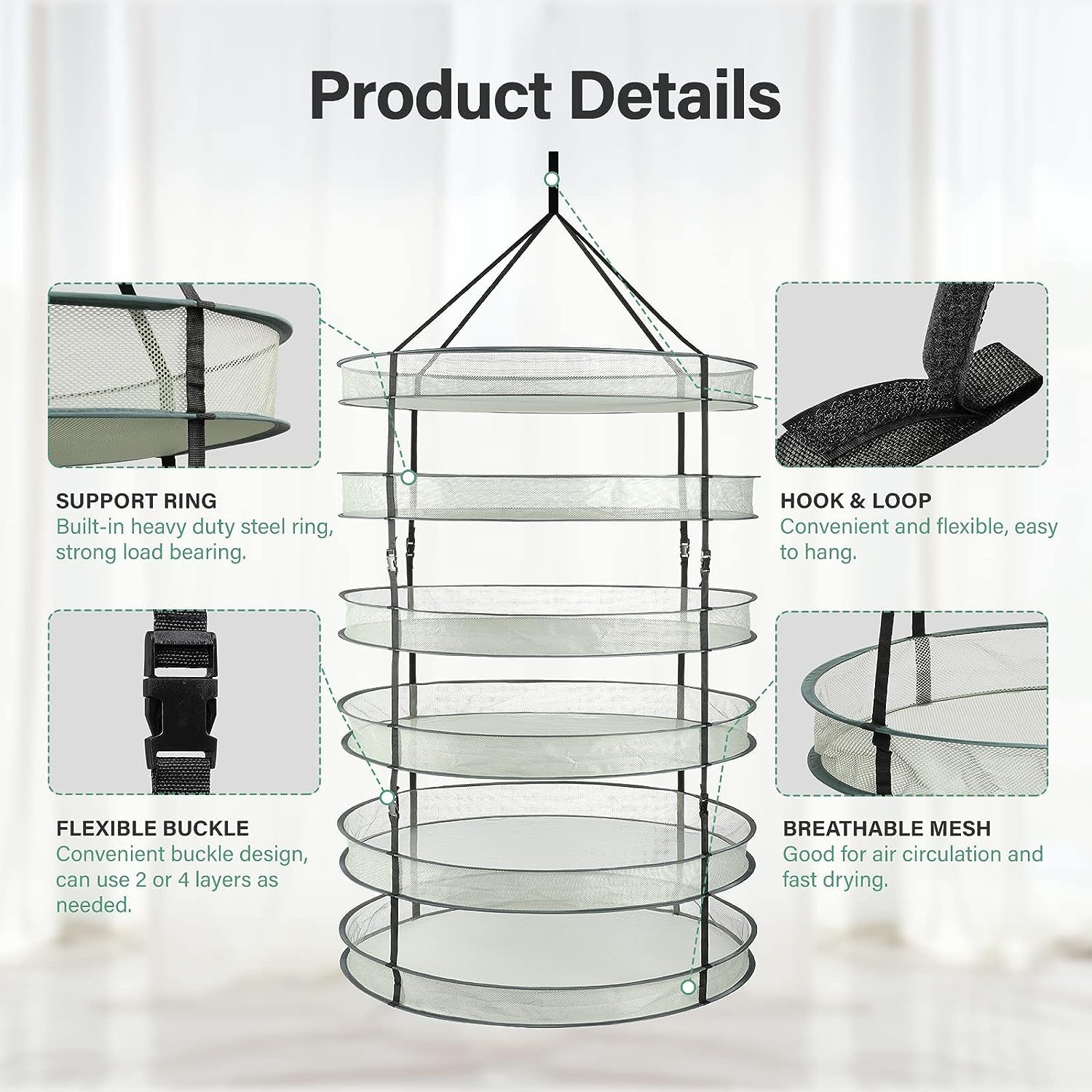 iPower Bud Leaf Bowl Trimmer 19" with Sharp Stainless Steel Blades, Twist Spin Cutting and 3ft 6-Layer Detachable Herb Drying Rack for Buds, Leaves, Flowers, Hydroponics Plants