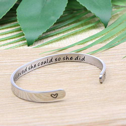 Memgift Birthday Gifts for Women Inspirational Cuff Bangle Bracelet Personalized Name Jewelry Olivia