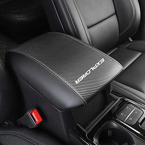 LEXLEY Armrest Box Cover Center Console Pad Waterproof Anti-Scratch Leather Protector Covers For Ford Explorer 2020 2021 2022 2023 2024-Carbon fiber
