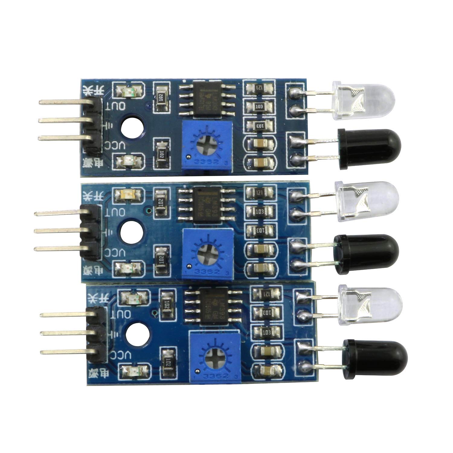 Magic&shell 3PCS IR Infrared Obstacle Avoidance Sensor Module for Arduino Raspberry PI Smart Car Robot 3.3V-5V